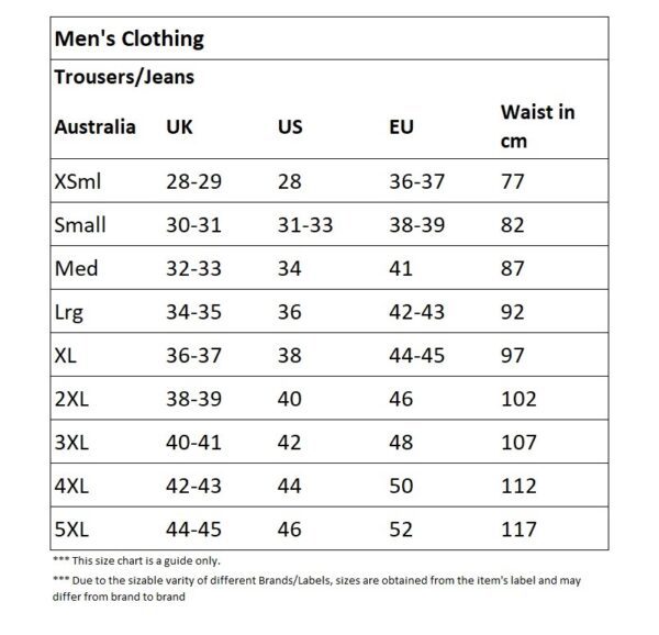 Clothing Size Charts