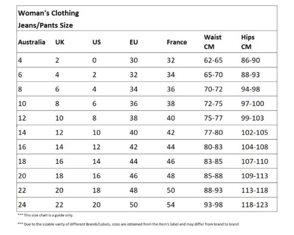 Clothing Size Charts